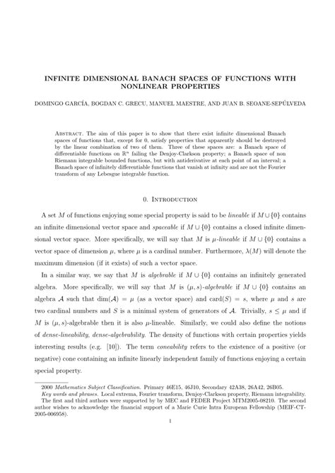 Pdf Infinite Dimensional Banach Spaces Of Functions With Nonlinear