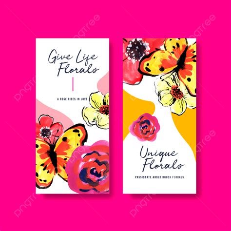 브로셔 및 전단지 수채화 벡터 일러스트 레이 션에 대 한 브러시 Florals 개념 디자인 전단지 템플릿 템플릿 Psd 다운로드 디자인 자료 다운로드