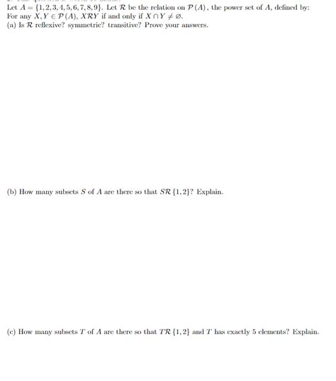 Solved Let A 123456789 Let R Be The Relation On