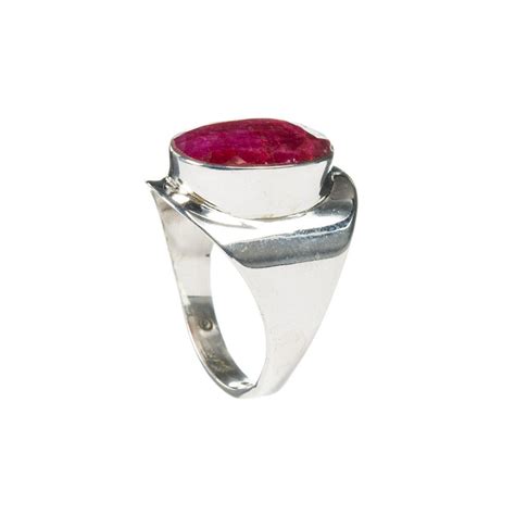 Anello Di Rubino Ovale E Argento 925 Anelli Rubino Gioielli Rubino