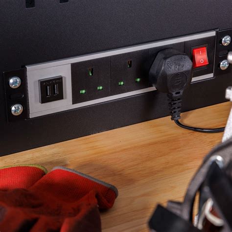 Sgs Garage Workbench With Pegboard Wall Cabinets And Sockets Stc4500