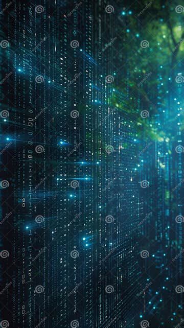 Dynamic Binary Data Flow Streaming Digits Create Intricate Matrix