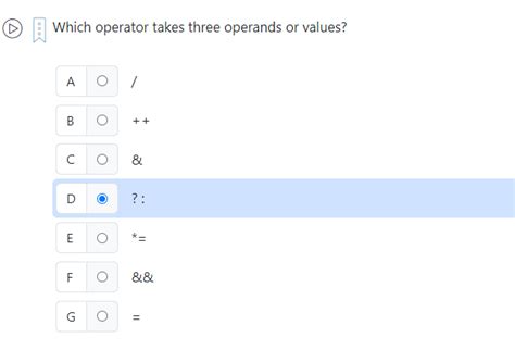 Solved D ﻿which Operator Takes Three Operands Or