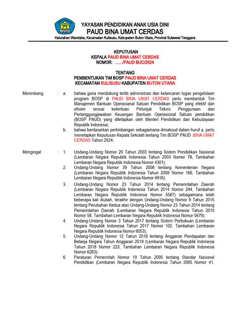 Contoh Sk Tim Bosp Pdf