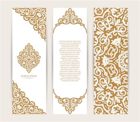 وکتور کارت پستال رترو تزئینی یا طرح دعوت نقوش نفیس غنی و باشکوه عربی تفسیر شیک ظریف و مدرن از