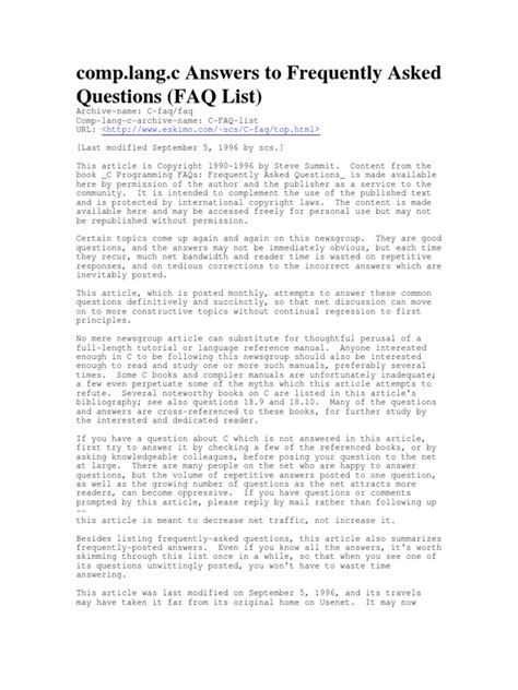 C Faq Pdf C Programming Language Pointer Computer Programming