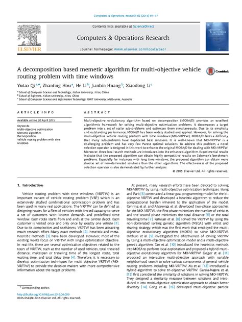 A Decomposition Based Memetic Algorithm It Decomposes A Target