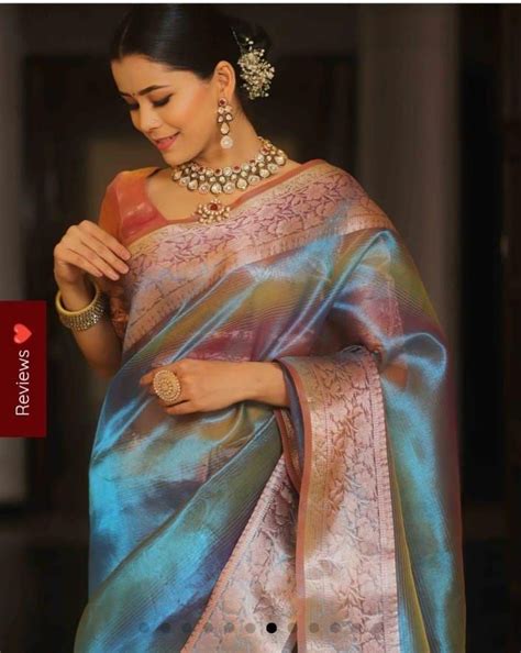 Tissue Silk Saree With Banarasi Weaving Border And Running Unstiched