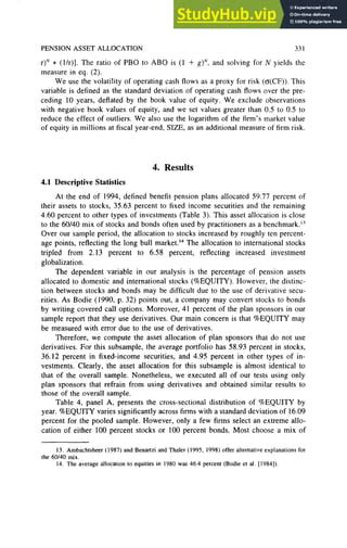 Accounting Recognition And The Determinants Of Pension Asset Allocation Pdf