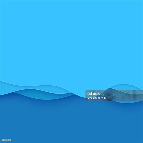 종이 컷 스타일의 파란색 추상적 배경 6월 8일 세계 해양의 날을 맞아 종이 물결 모양의 물 레이어 벡터 어스 포스터 템플릿