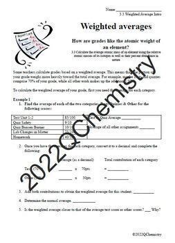 3 3 Weighted Average Intro Problems By QChemistry TPT