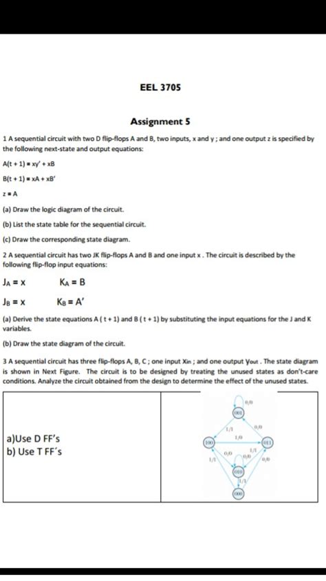 Solved Eel 3705 Assignment 5 1 A Sequential Circuit With Two
