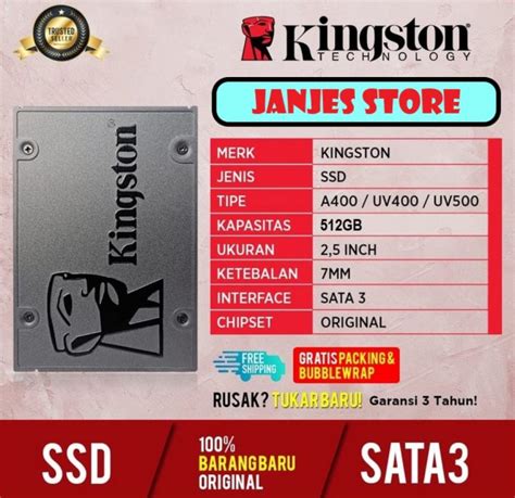 Ssd Kingston Gb Sata Solid State Drive Kingston Gb Gb Resmi Garansi Tahun