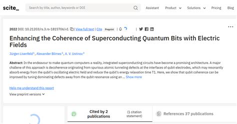 Enhancing The Coherence Of Superconducting Quantum Bits With Electric Fields Scite Report