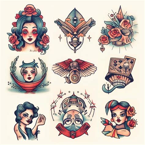 Premium Photo A Close Up Of A Bunch Of Tattoos On A White Background Generative Ai
