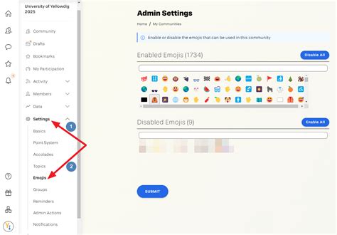 Enabling And Disabling Emojis Yellowdig