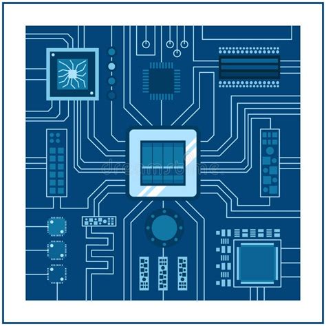 Computer Chip Technology Processor Seamless Pattern Background Circuit