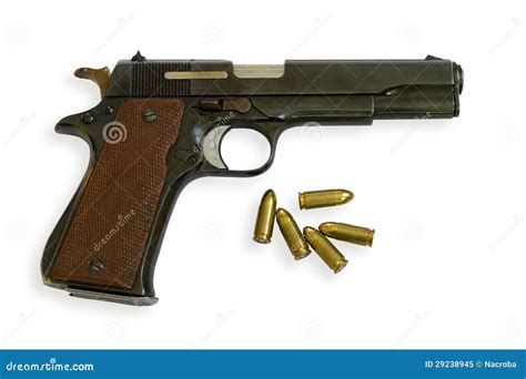 Handgun Colt With Bullets Stock Image Image Of Isolated