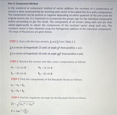 Solved Part 2 Component Method In The Analytical Or