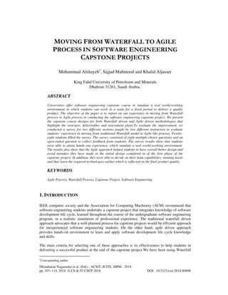 MOVING FROM WATERFALL TO AGILE PROCESS IN SOFTWARE ENGINEERING CAPSTONE PROJECTS PDF