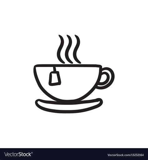 Hot Tea In Cup Sketch Icon Royalty Free Vector Image