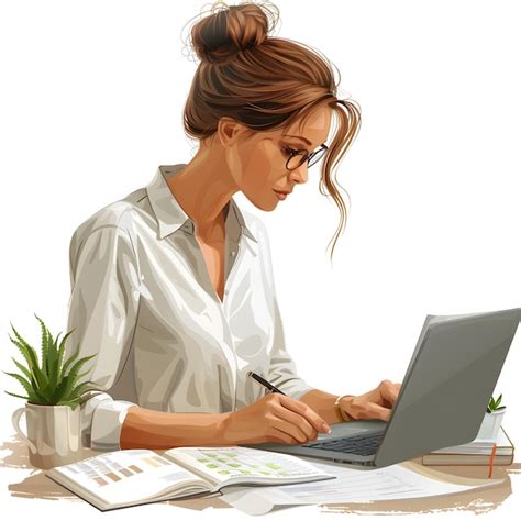 Businesswoman Working With Data Spreadsheet Documents At Workplace Isolated On White Background