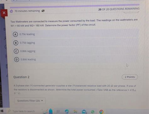 Solved The Figure Shows A Wattmeter Connected To An Ac