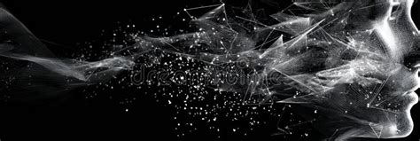 Abstract Wireframe Face Dissolving Into Digital Particles Creating A Mesmerizing Visual Effect