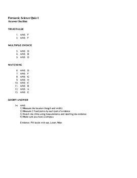 Forensic Science Quiz By Science Is The Next Frontier TpT