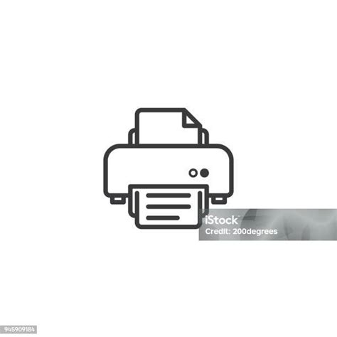 프린터 기호 아이콘입니다 픽셀 완벽 한 개요 선 스타일 템플릿입니다 검은색에 대한 스톡 벡터 아트 및 기타 이미지 검은색