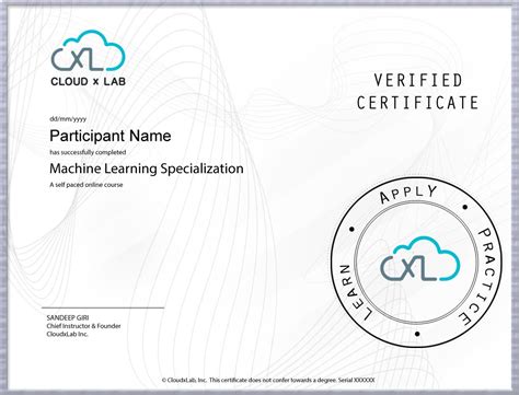 certification course on machine learning specialization