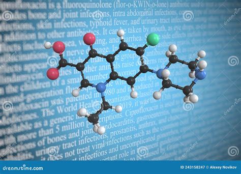 Ciprofloxacin Molecular Structure 3d Model Molecule Quinolone Structural Chemical Formula