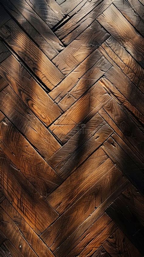 Weathered Wooden Parquet Flooring Texture With Natural Light And