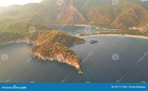 Amazing Beautiful Panoramic View From Drone Of Natural Park Of Oludeniz And Fethiye Blue Lagoon