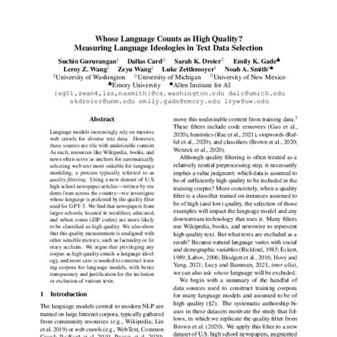 Whose Language Counts As High Quality Measuring Language Ideologies In Text Data Selection