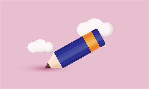 3d Realistic Cartoon Pencil Volumetric Wooden Icon Trendy Modern Style Object Symbols Isolated