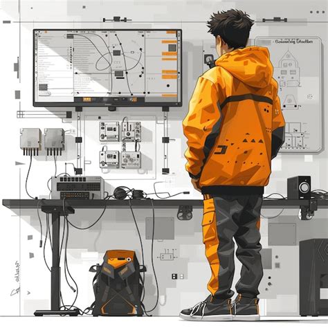 tech support agent game developer in a vector clipart premium ai