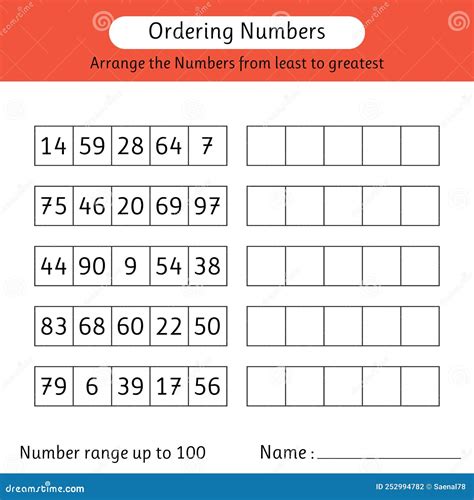 Ordering Numbers Worksheet Arrange The Numbers From Greatest To Least Number Range Up To 100