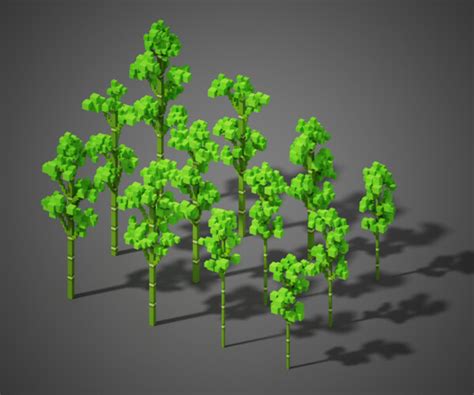 artstation voxel trees bamboo game assets