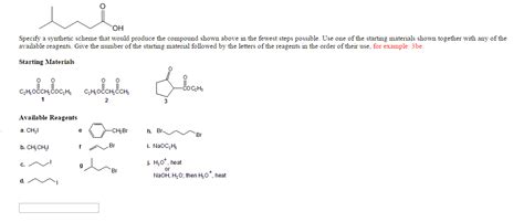 Solved Specify A Synthetic Scheme That Would Produce The