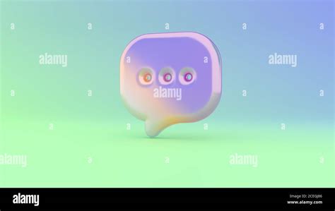 Colorful Vibrant 3d Rendering Puffed Symbol Of Rectangular Rounded Chat Bubble With Three Dots