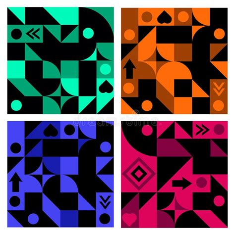 Cover Set Illustration Geometric Pattern With Basic Design Elements