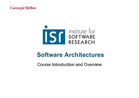 Lecture 1 Introduction Software Architectures Course Introduction And Overview Matthew Bass