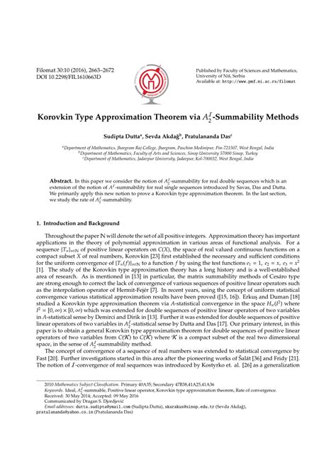 Pdf Korovkin Type Approximation Theorem Via Formula Found