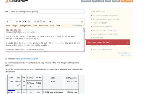 Not Allowed To Post Because Body Cannot Contain Text Meta Stack Overflow