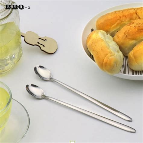 긴 손잡이 스테인리스 스틸 차 커피 스푼 20cm 칵테일 아이스크림 티스푼 수프 스푼 한국 칼 세트 주방 액세서리long Handlespoon