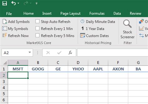Live Stock Quotes In Excel With Excel Formulas Using MarketXLS