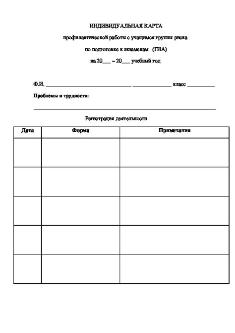 Индивидуальная карта психологического сопровождения учащихся группы риска Область знаний