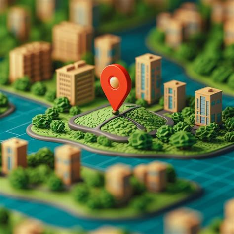Isometric Map With Location Pointer Premium Ai Generated Image