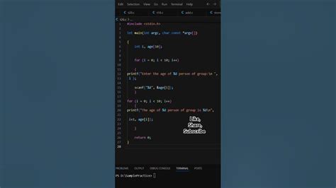 Basic Array Code In C Language In Vs Code Codequest Coding